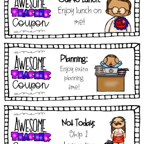 Staff Morale Booster - Teacher Coupons - Classful