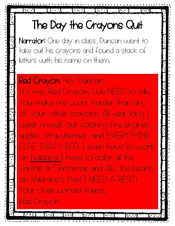 Reader's Theatre - The Day the Crayons Quit - Classful