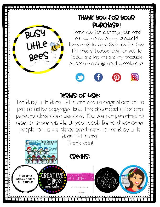 Winter Break Snapshot - FREEBIE - Classful