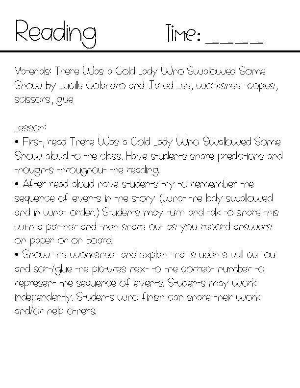 There Was A Cold Lady Who Swallowed Some Snow! - Emergency Sub Plans ...