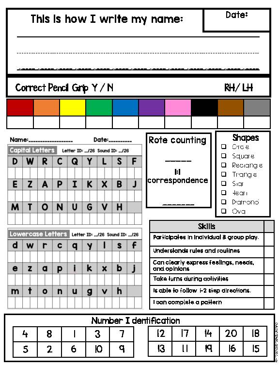 Preschool Assessment Pack - Classful