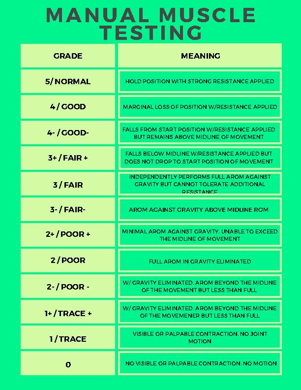 Acute Care Quick Reference Guide for Occupational Therapy | MMT, ROM ...