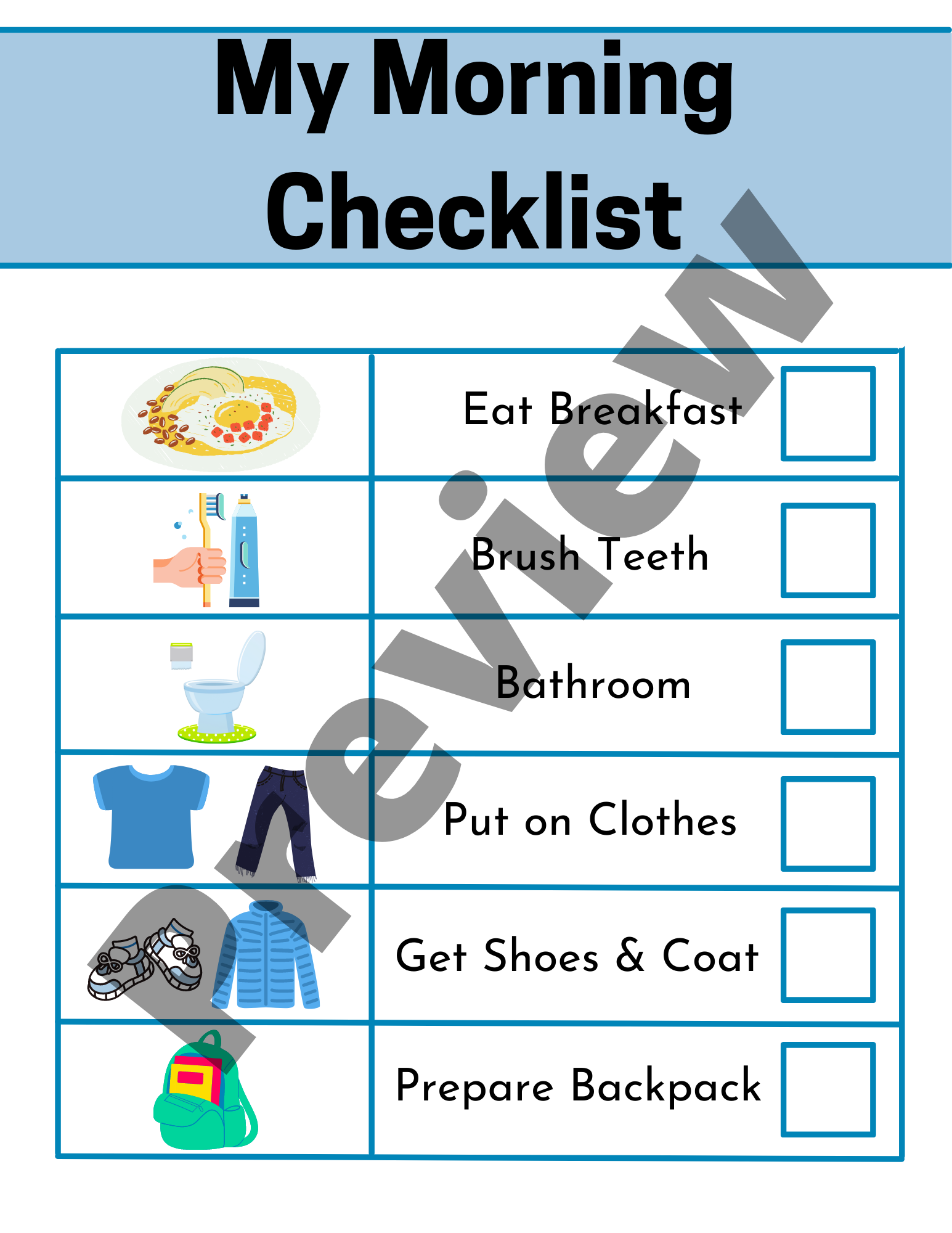 Kids Daily Routines Visual Schedule Checklist | Occupational Therapy ...