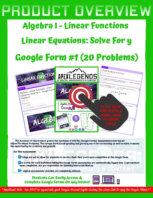 Algebra 1- Linear Functions- Linear Equations- Solving For y - Google ...