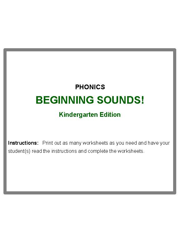 Beginning Sounds - 57 Printable Worksheets - Phonics - Kindergarten ...