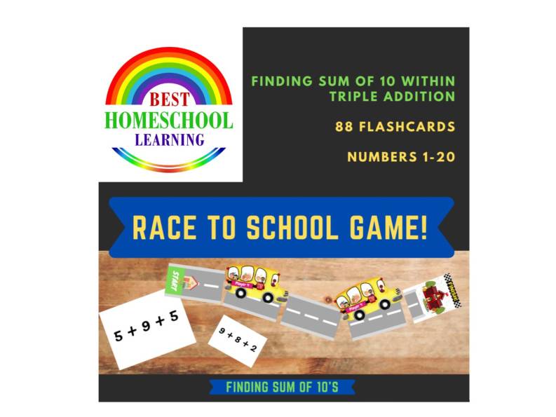 Race! Find Sums Of Ten - Printable Math Game - 88 Flashcards - Grades K ...