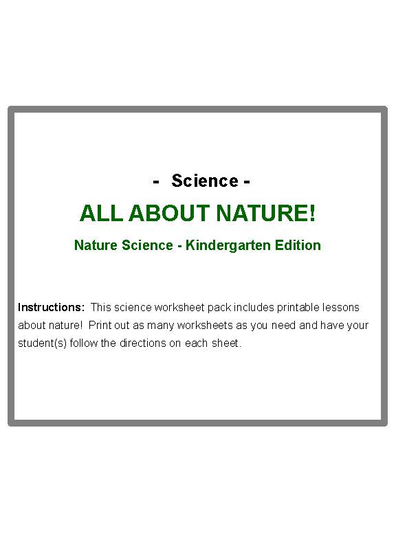 All About Nature - 37 Printable Worksheets - Science - Kindergarten ...