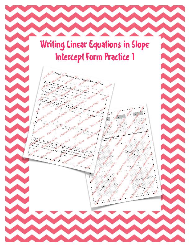Writing Linear Equations in Slope Intercept Form Practice 1 - Classful