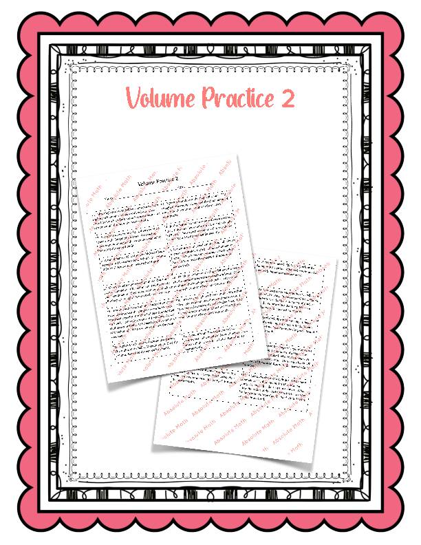 Volume Word Problems Practice 2 - Classful