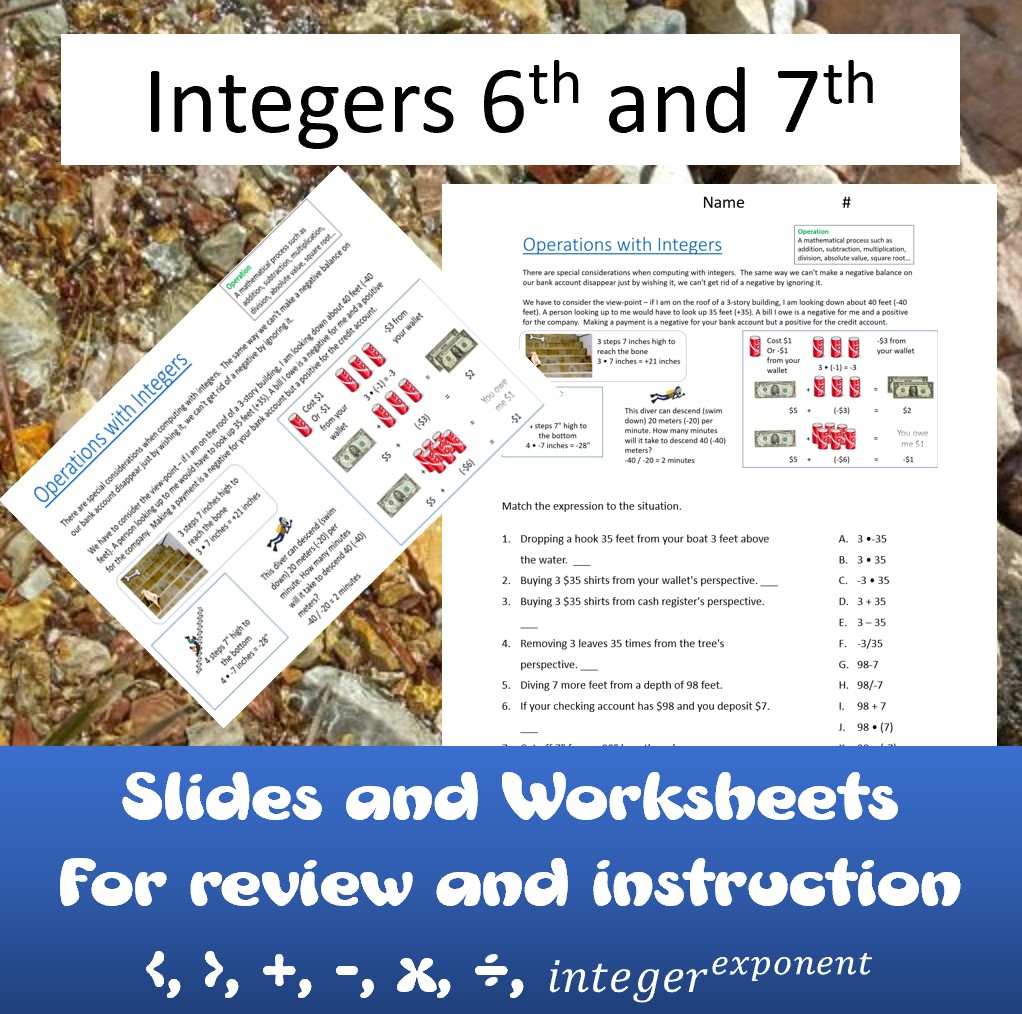 Integers 6th &7th grades definitions through exponents- introduce or ...