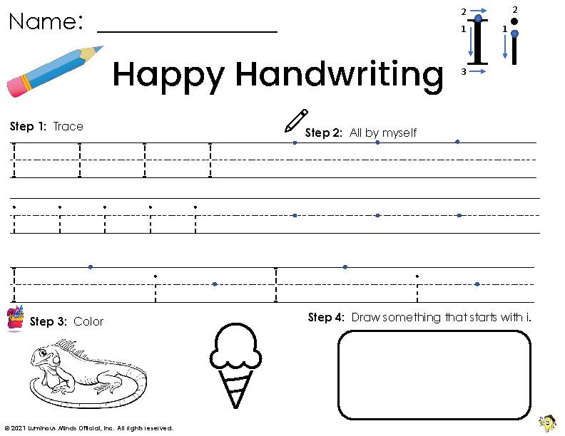 Handwriting Letter I Worksheet - Classful