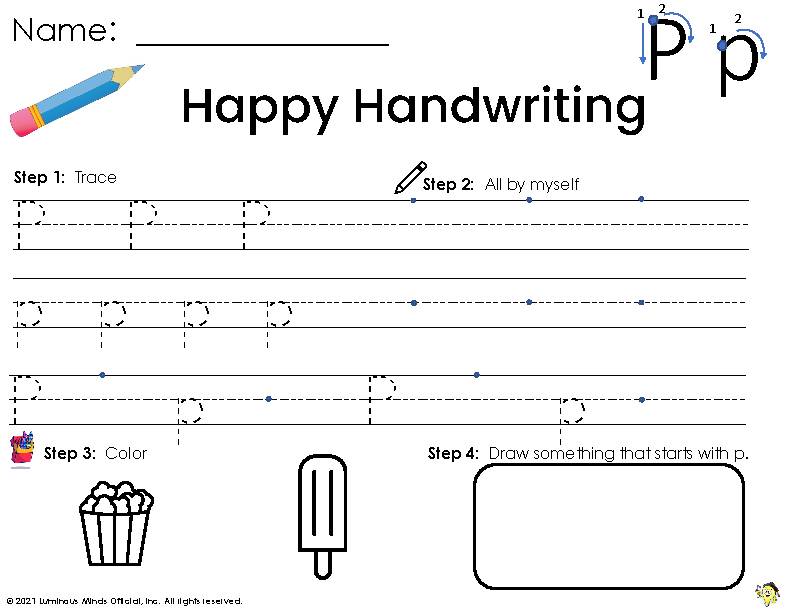 Handwriting Letter P Worksheet - Classful