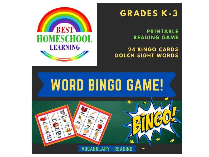 Word Bingo! Printable Reading Game & Dolch Sight Word Nouns - K-3 ...