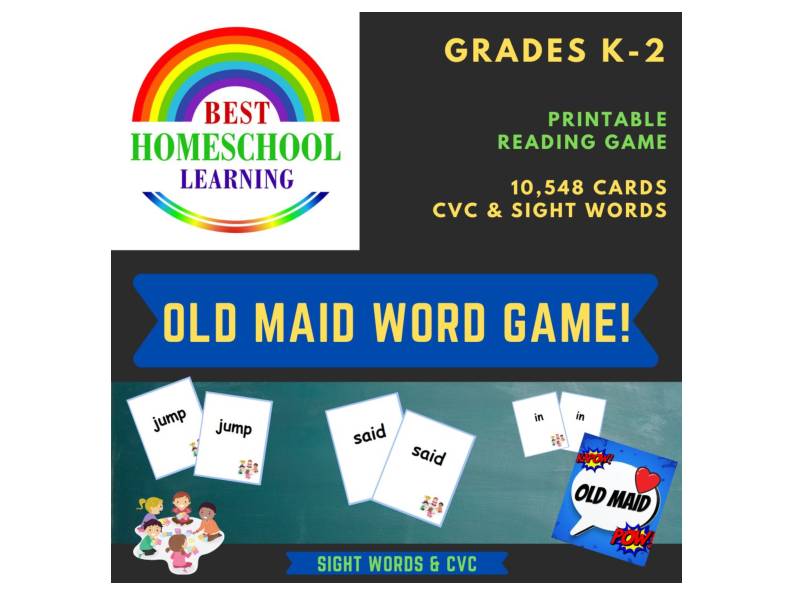 Old Maid Word Game! Printable Reading Game - Sight Words & CVC - K-2 ...