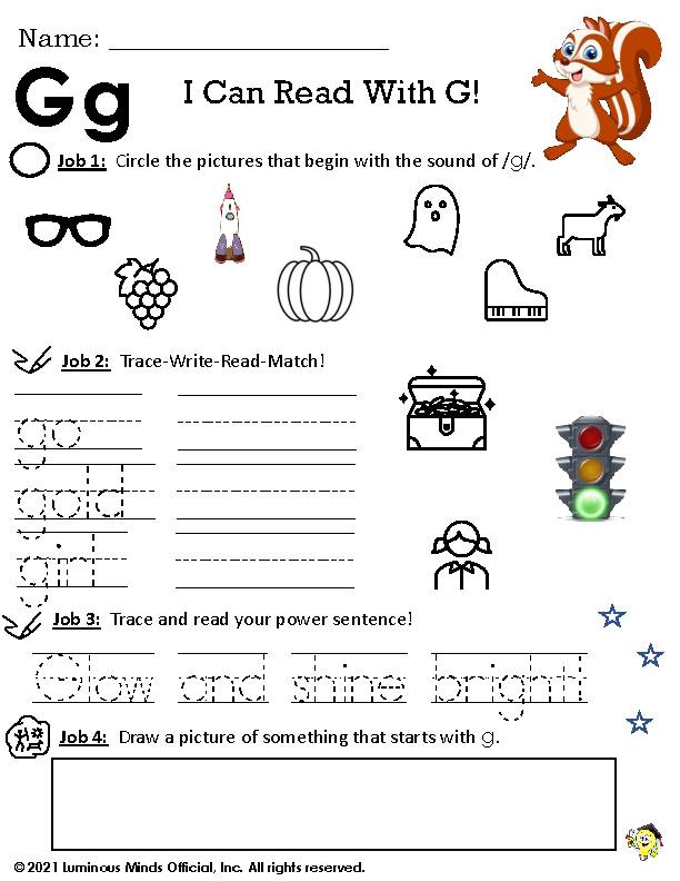 Phonics Worksheet- Letter G - Classful