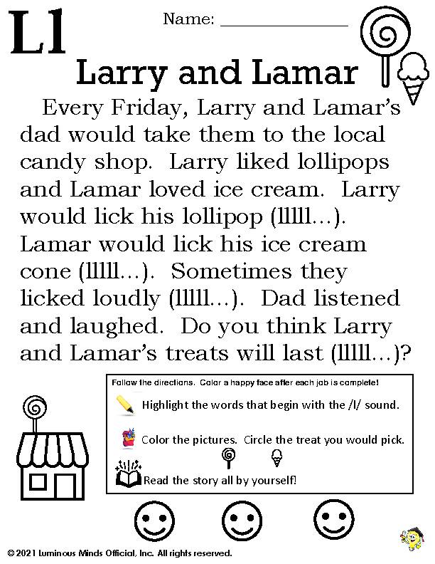 Reading Practice- Letter L - Classful