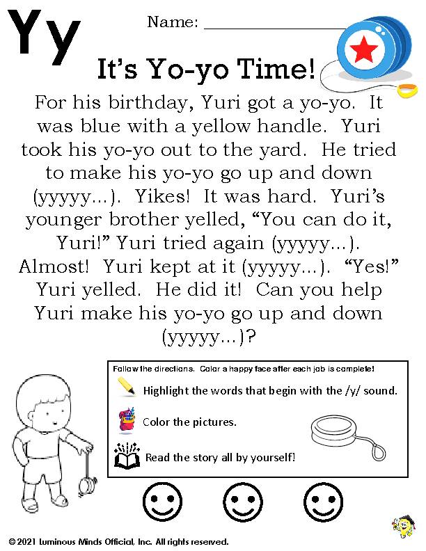 Reading Practice- Letter Y - Classful