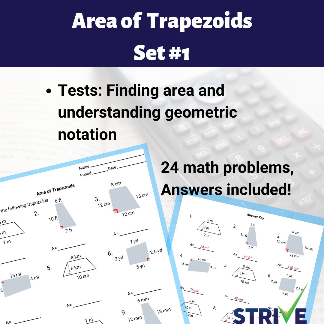 Area of Trapezoids Worksheet - Set #1 - Classful