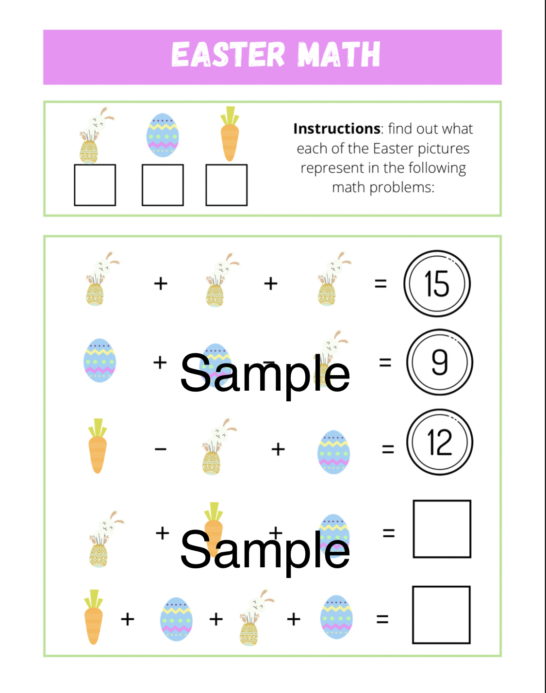 Easter Math worksheet - Classful