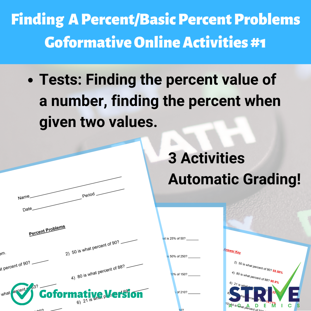 Finding a Percent Set 1 Goformative.com Digital Activities Version ...