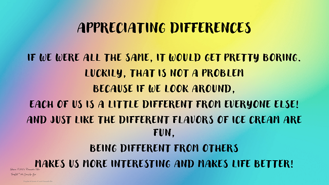 Based on the books, I Am Me and It's OK To Be Different APPRECIATING ...