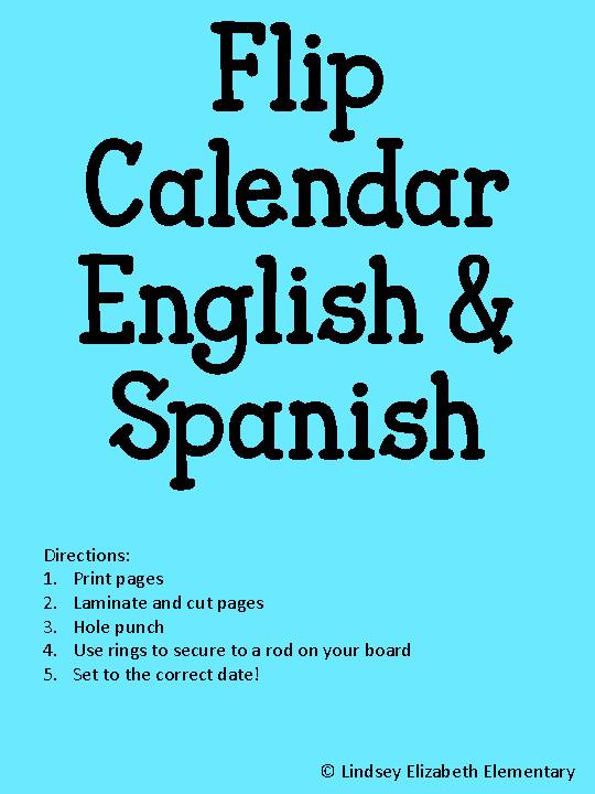 Flip Calendar *ENGLISH & SPANISH* - Classful