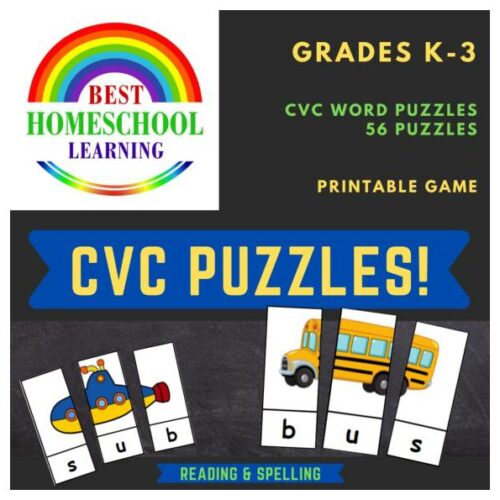 CVC Puzzles! 56 Puzzles - Printable Reading & Spelling Game K-3 - Classful
