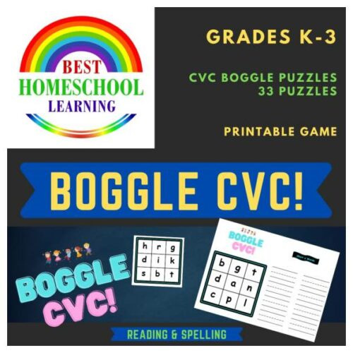 Boggle CVC! 33 Puzzles - Printable CVC Reading & Spelling Game- K-3 ...