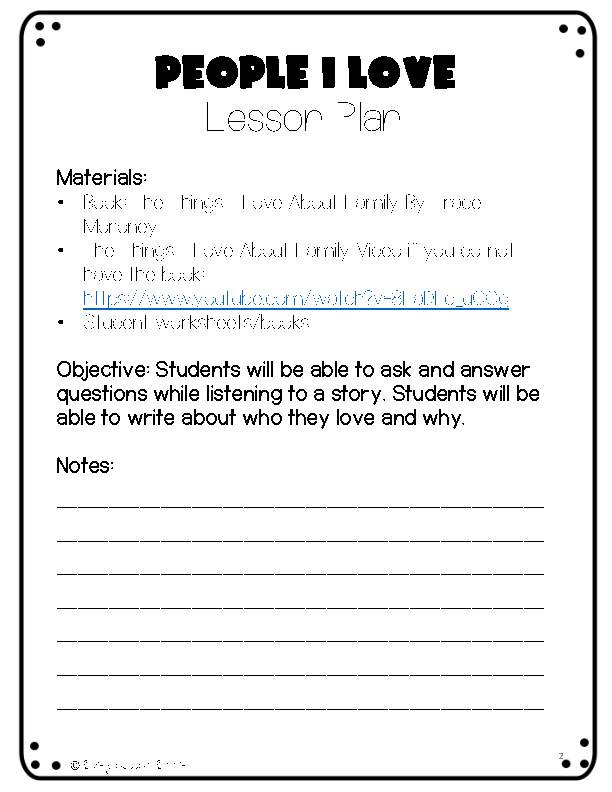 I Love My Family Valentine's Day Full Lesson Plan - Classful