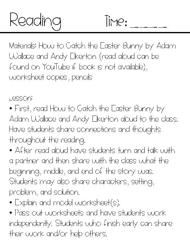 How to Catch the Easter Bunny Print and Go Sub Plans - Classful