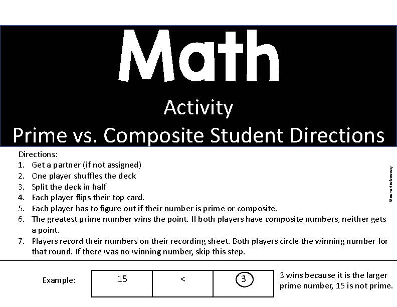Activity- Prime vs. Composite Game - Classful