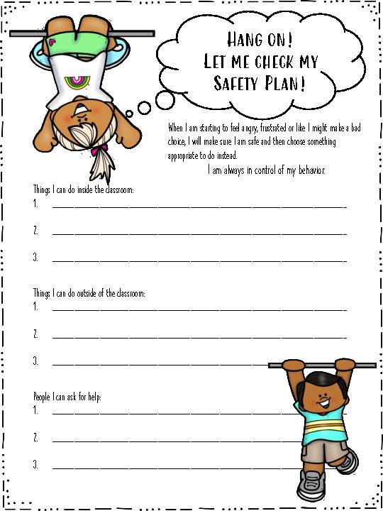 Student Safety Plan, Emotional/ Behavioral Support, Color and BW - Classful