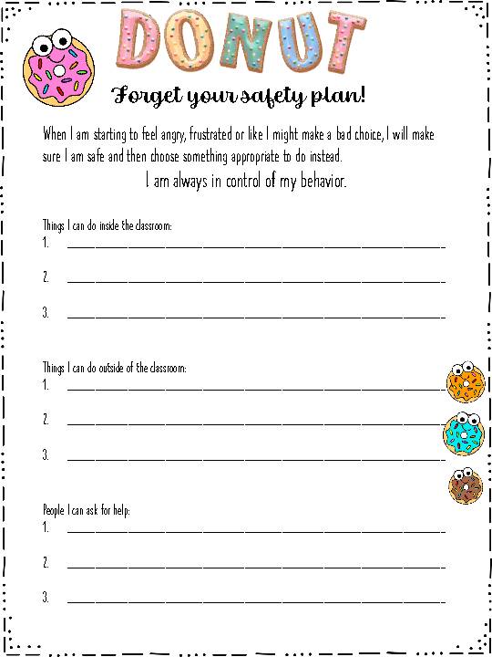 Student Safety Plan, Emotional/ Behavioral Support, Donut Themed - Classful