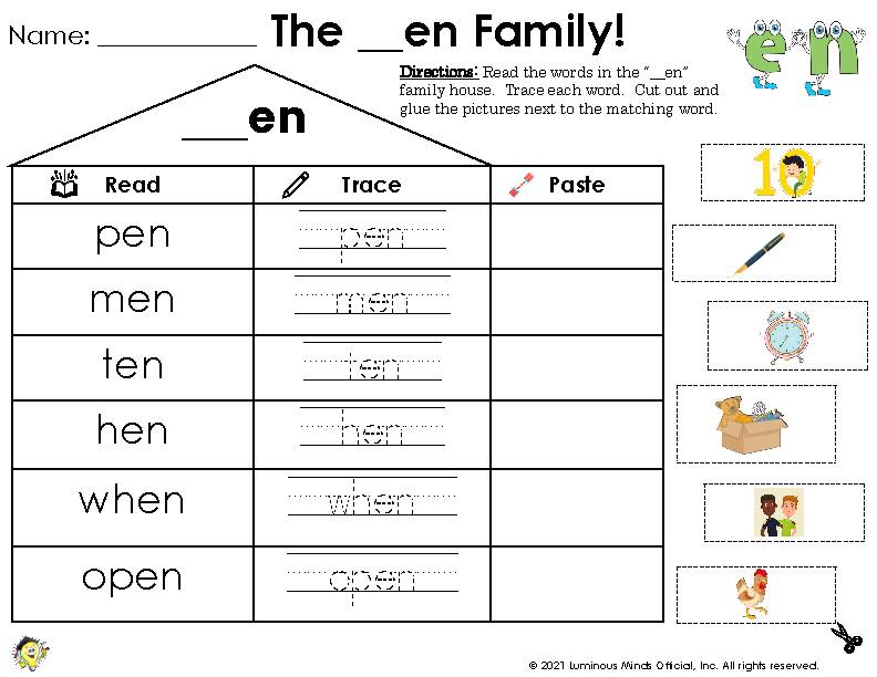 Word Family Activity Pack- The '_en Family - Classful