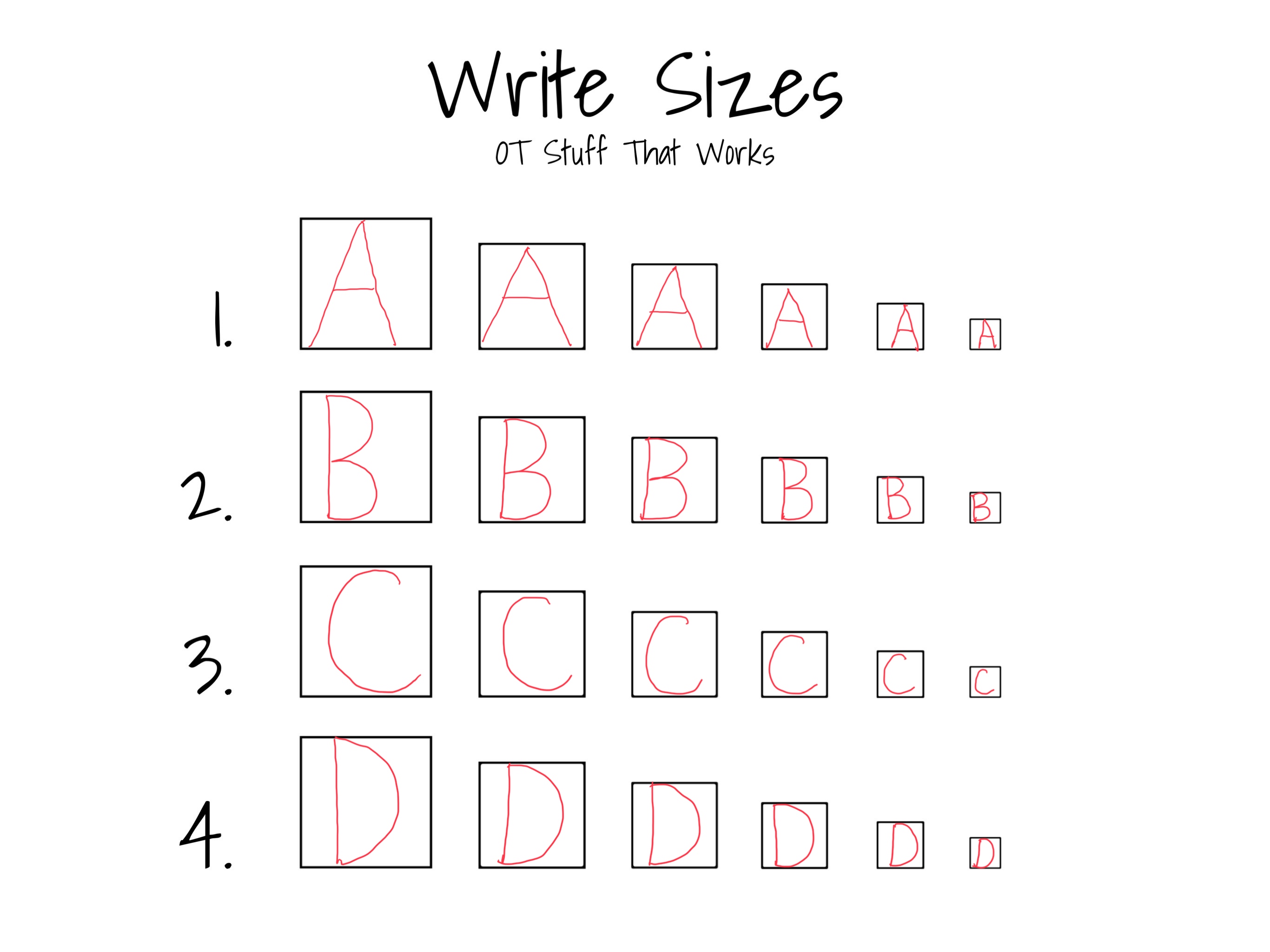 Write Sizes- Write Uppercase Letters and Numbers 1-10 in Descending ...