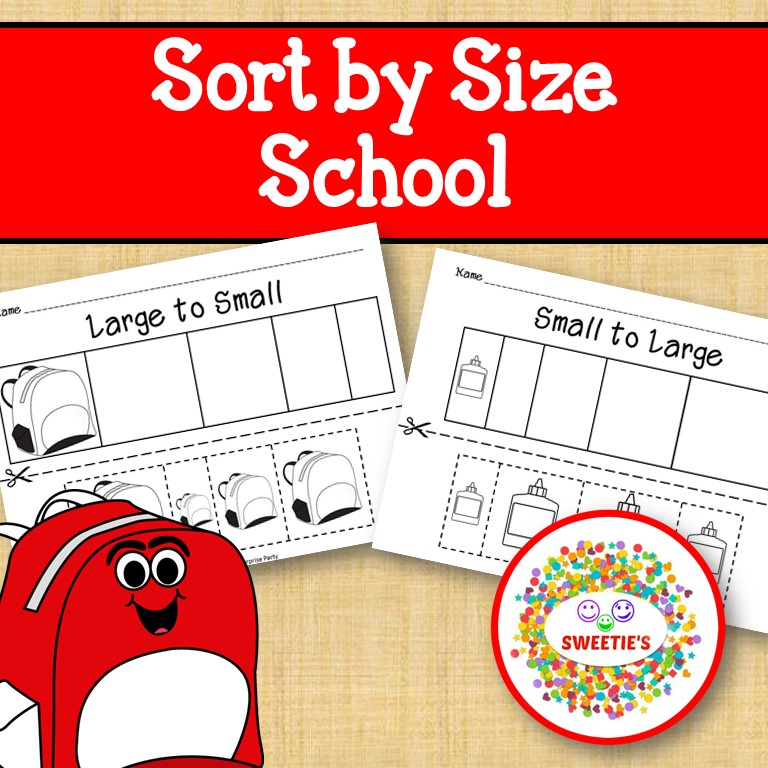Sort by Size Activity Sheets - Color, Cut, and Paste - Back to School ...