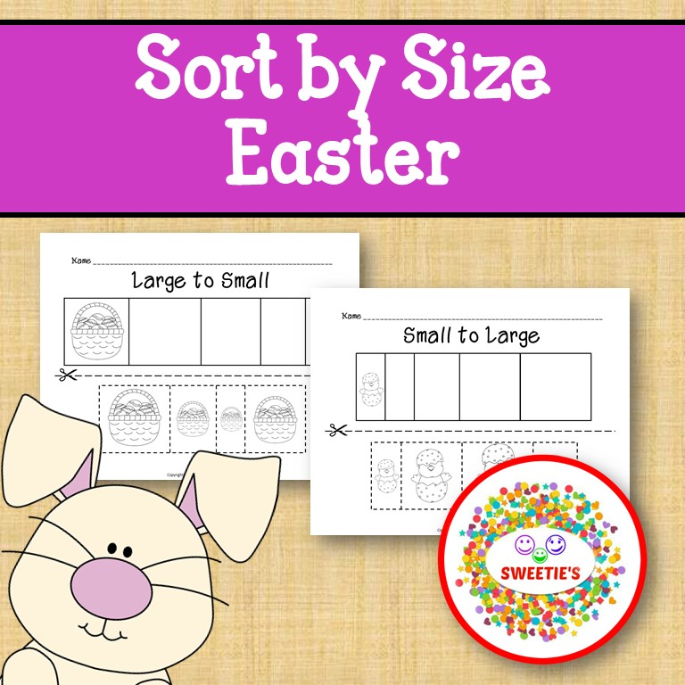 Sort by Size Activity Sheets - Color, Cut, and Paste - Easter - Classful