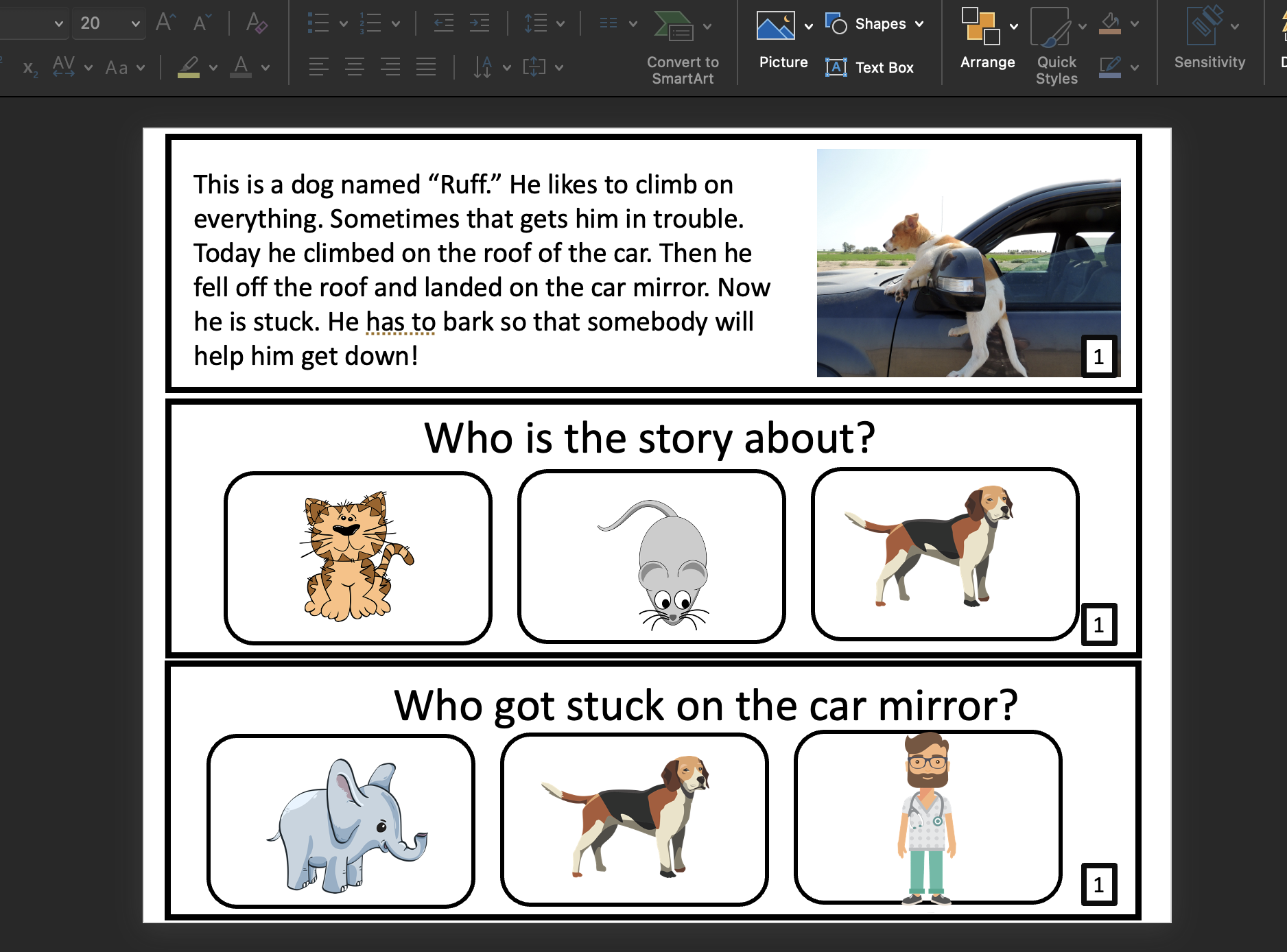 10 Short Stories with WH questions/visuals - Classful