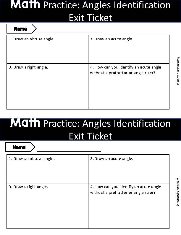 Math Practice- Angles Identification with Exit Ticket - Classful
