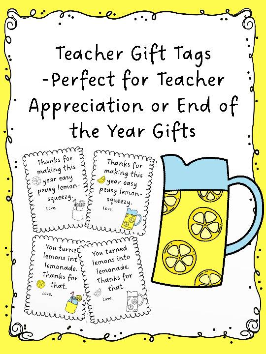 Teacher Thank You, Lemon Gift Tag - Classful