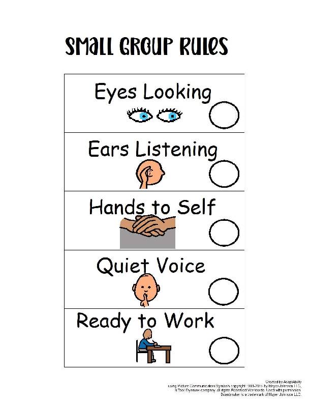 Small Group Behavior Visuals for special needs students - Classful