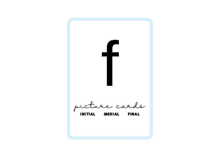 F Printable Articulation Picture Cards- Initial Medial Final Word ...
