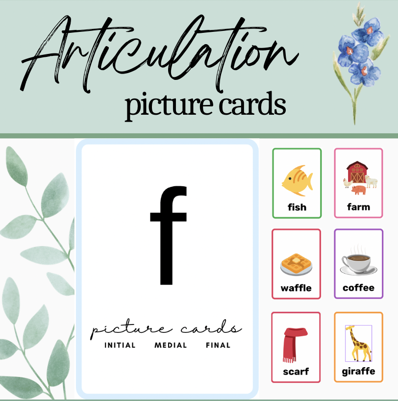 F Printable Articulation Picture Cards- Initial Medial Final Word ...