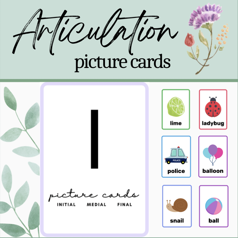 L Printable Articulation Picture Cards- Initial Medial Final Word ...