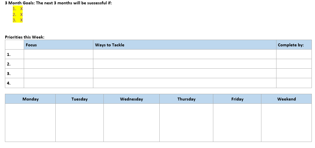 Weekly Priority Planner - Classful