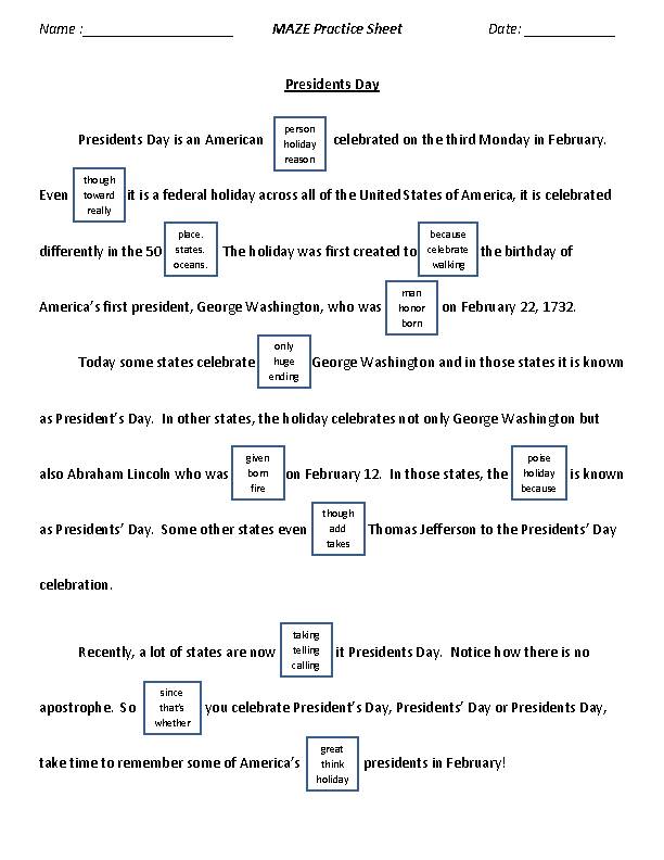 DIBELS practice sheets for MAZE/DAZE - Classful