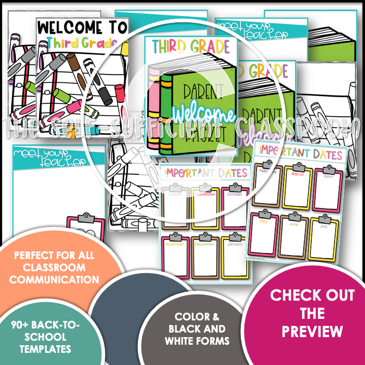 Back to School Third Grade Parent Information Packet- Customizable ...