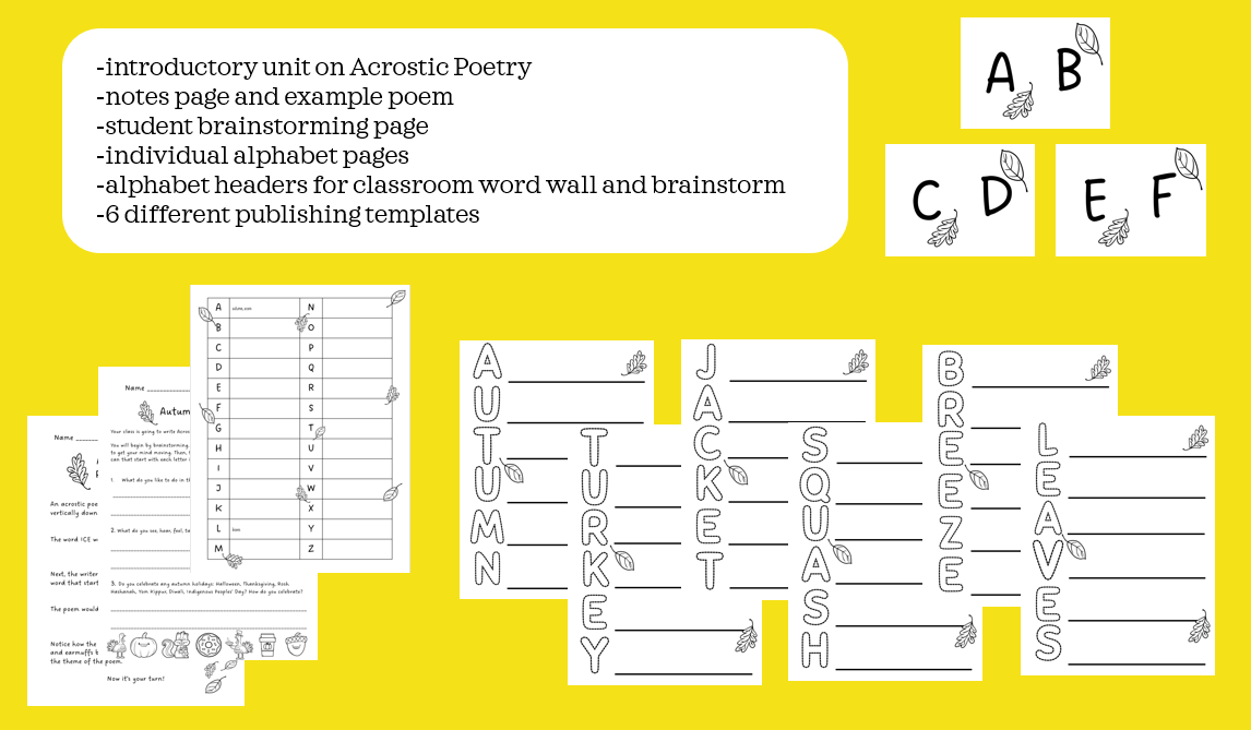 Autumn Acrostic Poetry Unit - Classful