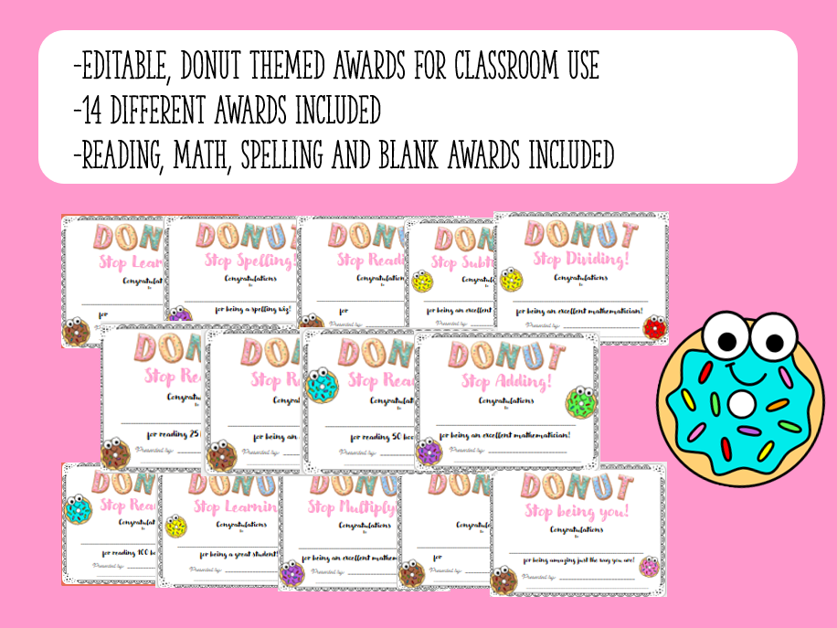 Editable Donut Classroom Awards - Classful
