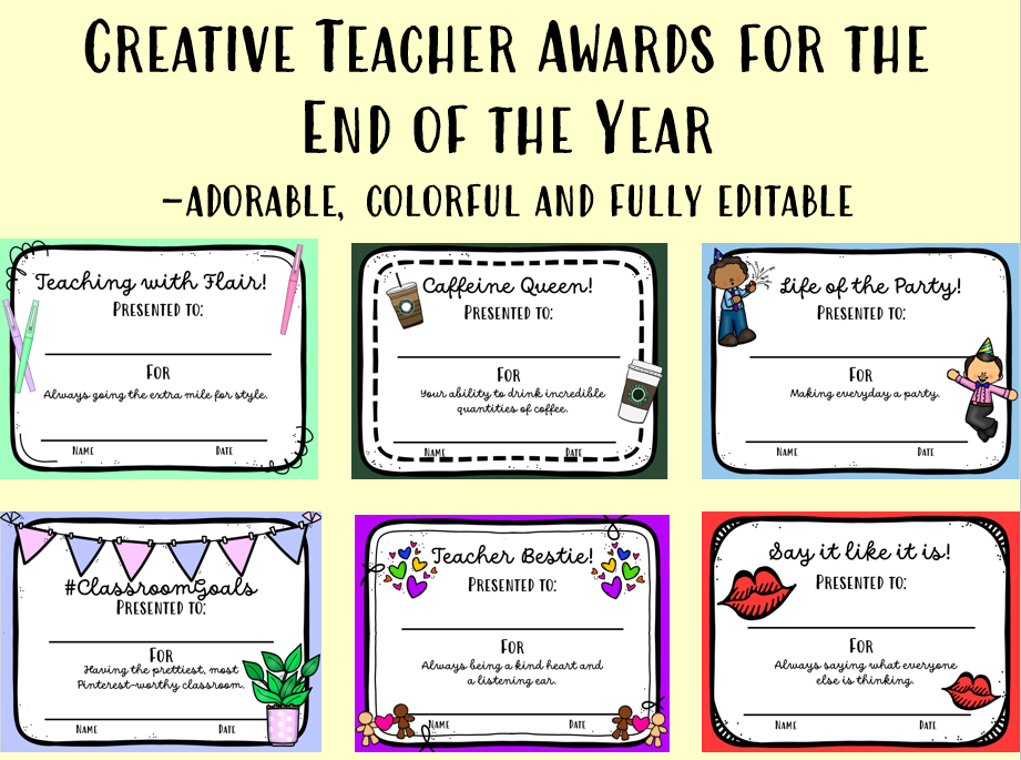 Editable Teacher Awards - Classful
